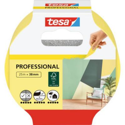 Bande de masquage papier 25 m x 38 mm jaune Tesa série 56271