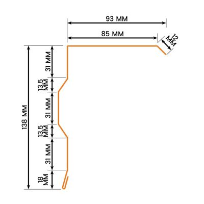 Bande de rive universelle Rouge Tuile RAL 8012 1200 mm Longueur