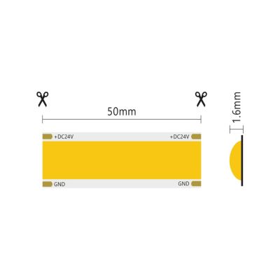 Bande LED COB SURFACE IP20 monochrome 5m 25W/MT 24V 3000K