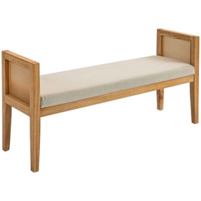 Banquette bout de lit style bohème chic - coussin beige inclus ...
