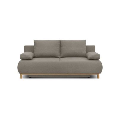 Banquette convertible 3 places MIKA - Tissu beige - Coffre de rangement ...