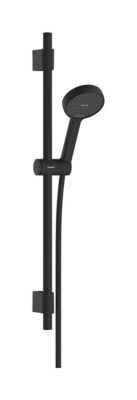 Barre de douche avec douchette à main et flexible noir mat Hansgrohe ...