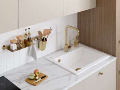 Barre murale de cuisine coloris métal doré l. 60 cm