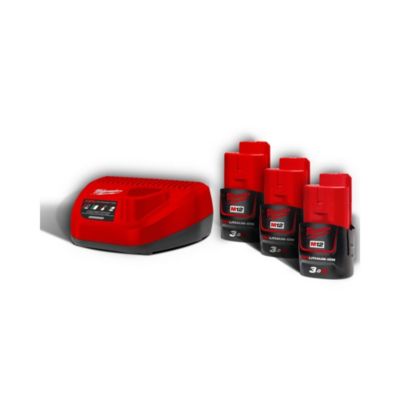 Batterie Milwaukee M12 NRG-201 12V 3Ah pack de 3 avec chargeur C12 C