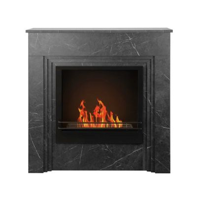 Bellini - Cheminée au bioéthanol de sol 96x35xH96 cm, effet marbre noir