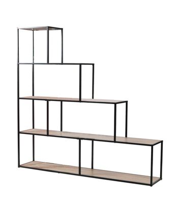 Bibliothèque etagére Escalier 5 Étagères L160 Cm - Décor Bois Et Métal Noir | Castorama