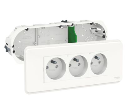 Bloc multiprise 3 prises avec terre Schneider Electric Unica Pro blanc