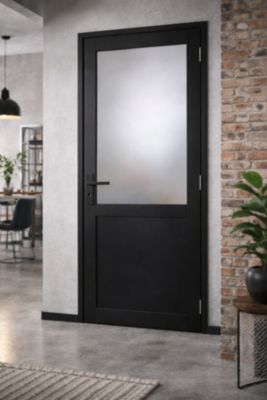 Bloc Porte Athena Noir H204 X L73 Poussant Gauche Cotes Tableau ...