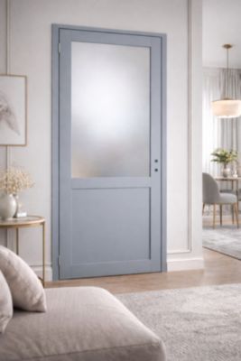 Bloc Porte Athena Ral7035 Vitree H204 X L73 Poussant Droite Cotes ...
