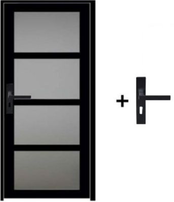 Bloc Porte Telia Noir Vitrée H204 X L83 Cm Côte Tableau P.droit,poignee ...
