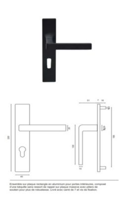 Bloc Porte Telia Noir Vitrée H204 X L83 Cm Côte Tableau P.droit,poignee ...