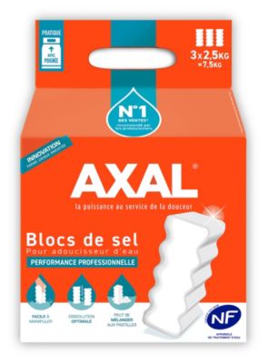 Blocs de sel pour adoucisseur d'eau, lot de 3 x 2.5 kg AXAL