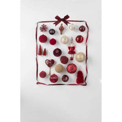 Boite de 4boules de Noël en verre Bordeaux 10x10x10 cm