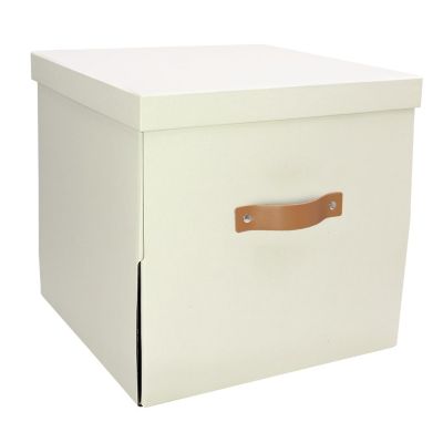 Boîte de rangement en carton avec couvercle Mixxit blanc | Castorama