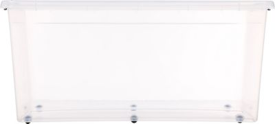 Boîte de rangement en plastique transparent avec roulettes Clip N' Box 75 L