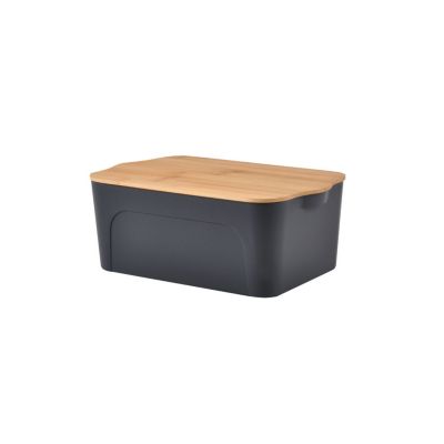 Boite plastique avec couvercle en bambou Gris foncé, L. 28 x l. 18 x H ...