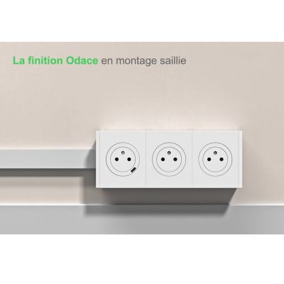 Boîte pour montage en saillie, 1 poste associable, blanc craie, Odace