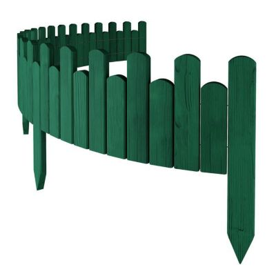 Bordure de Jardin en Bois Clôture d'Extérieur 200 cm x 20 cm Verte ...