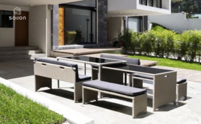 Boston Bench - Salon Lunch encastrable 6 pieces faible encombrement