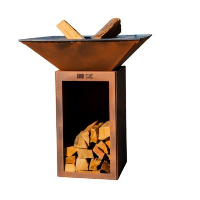 Brasero Cevenol Acier Bois Carre 74 Imitation Corten Double