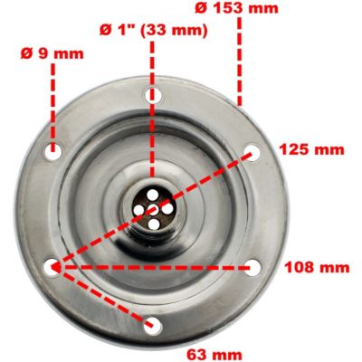Bride 1' (33 mm) en inox pour réservoir à pression et surpresseur 24 ...