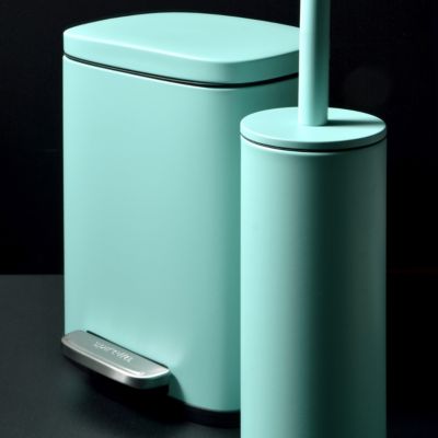 Brosse WC et pot en métal, diamètre 9,5 x H.40 cm, bleu aqua, Spirella ...