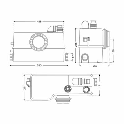 Broyeur WC BSF 800 watt avec Alarme, idéal en logement locatif ou local ...