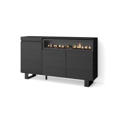 Buffet 150x35x87cm feu led sans chaleur couleur noir | Castorama