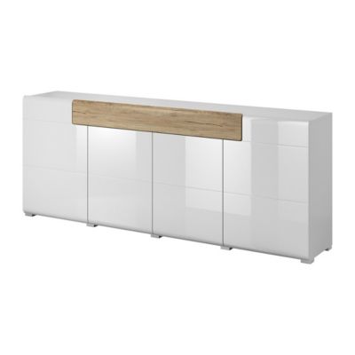 Buffet 200cm collection OHIO. Coloris blanc et finitions chêne | Castorama