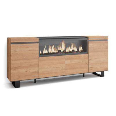 Buffet 210x35x75cm feu led sans chaleur XXL couleur chêne | Castorama