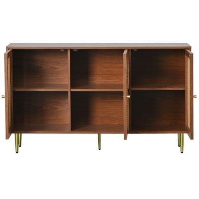 Buffet 3 Portes Rotin Métal Noyer Blackcolors
