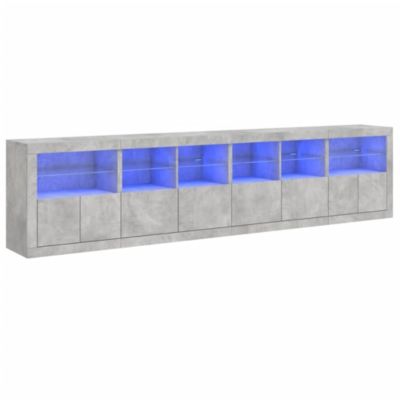 Buffet avec lumières LED gris béton 283x37x67 cm vidaXL