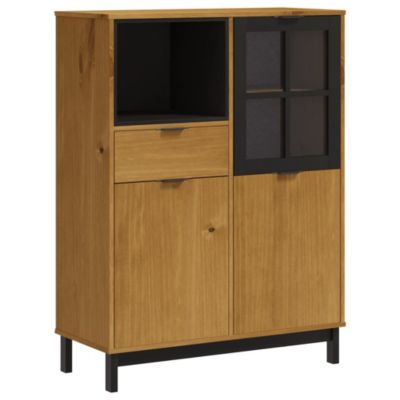 Buffet avec porte vitrée-Meuble de rangement FLAM 92x40x122,5 cm bois ...