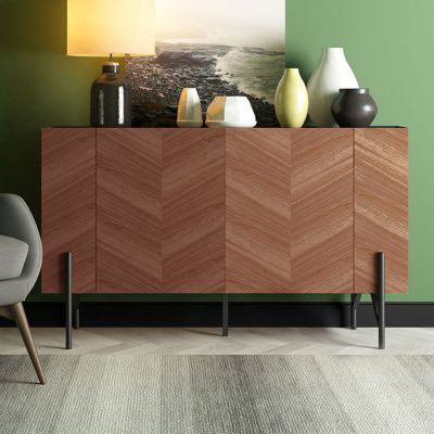 Buffet en bois vintage chevron noyer 120cm - SEQUOIA