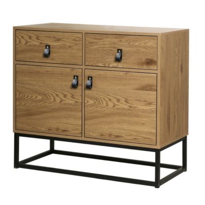 Buffet Industriel 2 Portes 2 Tiroirs Décor Bois L90 cm - JILL | Castorama