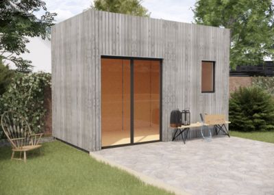 Bureau de jardin 4 saisons en bois 4,4 x 2,4 x 3,2 m / isolation RE2020 ...