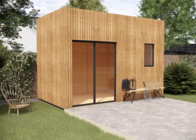 Bureau de jardin 4 saisons en bois 4,4 x 2,4 x 3,2 m / isolation RE2020 ...