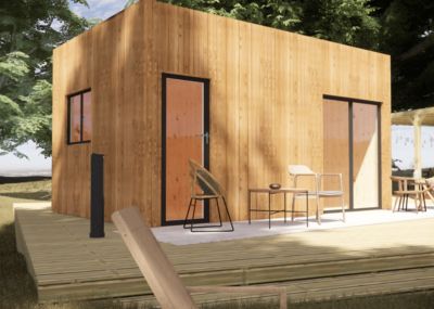 Bureau de jardin 4 saisons en bois 5,5 x 3,5 x 3,2 m / isolation RE2020 ...