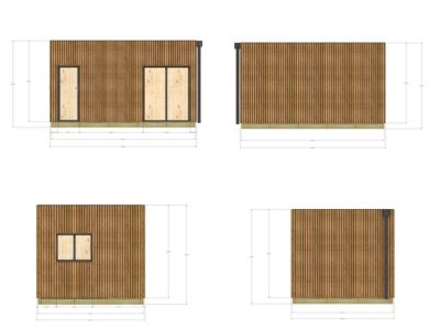 Bureau de jardin 4 saisons en bois 5,5 x 3,5 x 3,2 m / isolation RE2020 ...