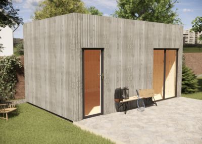 Bureau de jardin 4 saisons en bois 5,5 x 3,5 x 3,2 m / isolation RE2020