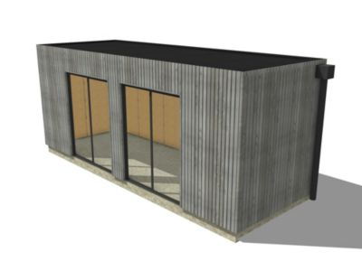 Bureau de jardin bois en bois 6,6 x 2,4 x 2,7 m / menuiseries alu k-line
