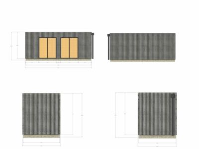 Bureau de jardin bois en bois 6,6 x 2,4 x 2,7 m / menuiseries alu k-line