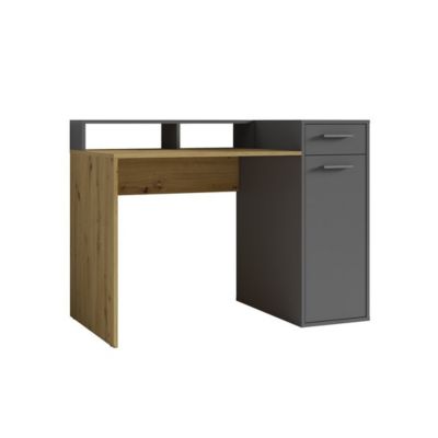 Bureau OFFICE avec caisson de rangement et support écran - Coloris gris ...