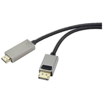 Câble adaptateur DisplayPort 1.4 vers HDMI 2.1 2 m, connecteurs mâles, noir