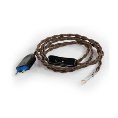 Câble Électrique Torsadé Toile MarronPrémonté avec Fiche et ...