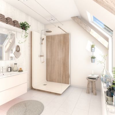 Cabine de douche à l’italienne l.80 x L.120 x H.218 cm – effet bois ...