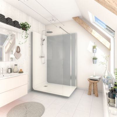 Cabine de douche à l’italienne l.80 x L.140 x H.218 cm – effet ciment ...