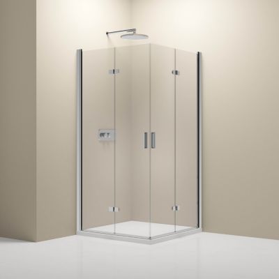 Cabine de douche d'angle 100x100x190cm (LxPxH) verre 8mm, 2 portes ...