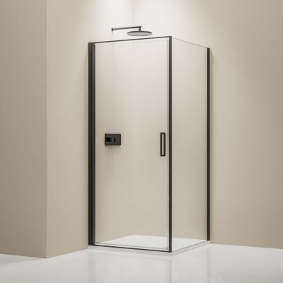 Cabine de douche d'angle 100x90x195cm (LxPxH) verre 8mm, 1 porte ...
