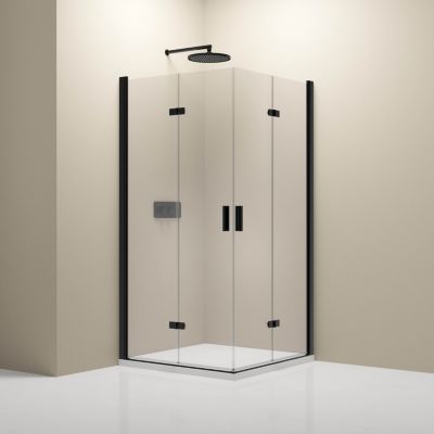 Cabine de douche d'angle 80x100x190cm (LxPxH) verre 8mm, 2 portes ...